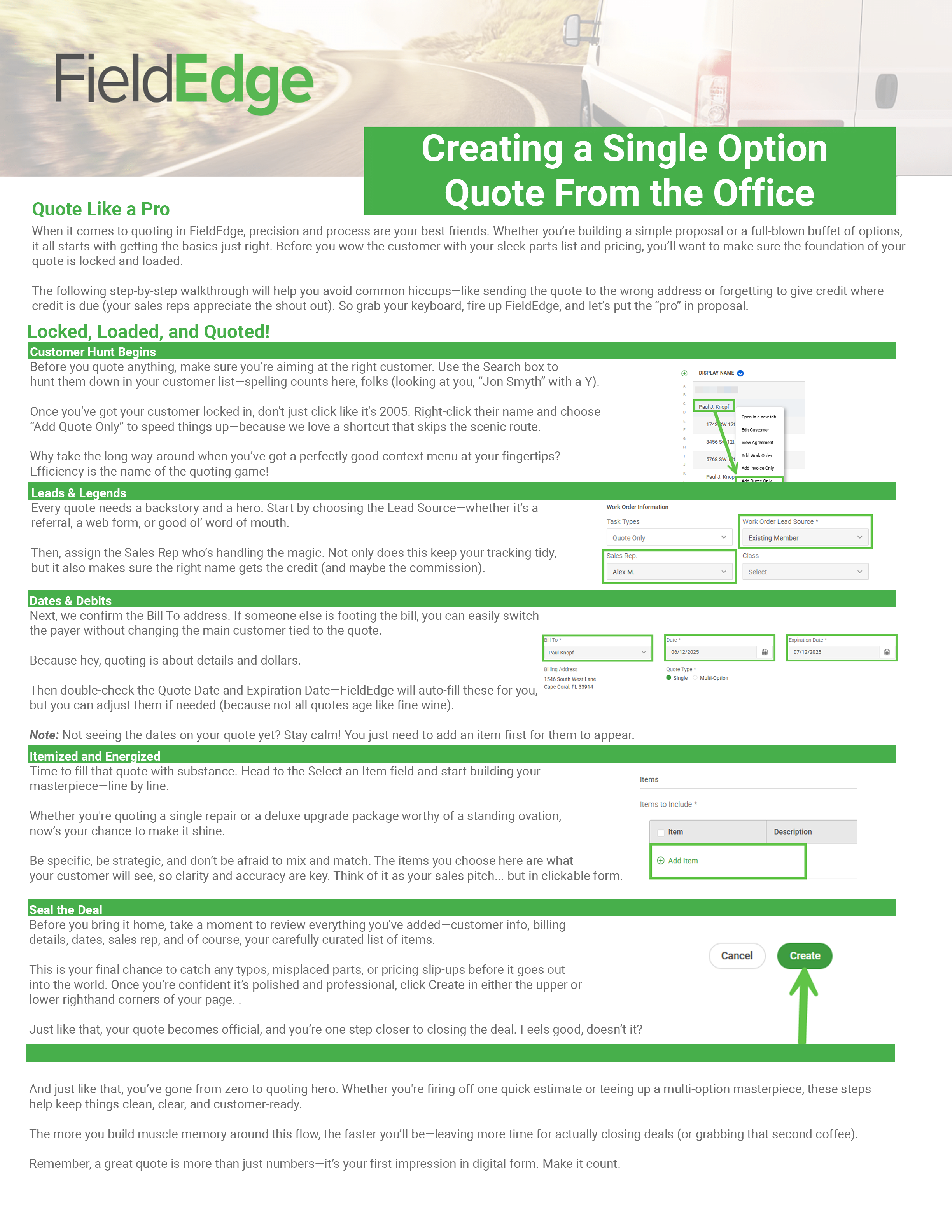 Common FieldEdge Practices (Cheat Sheet)